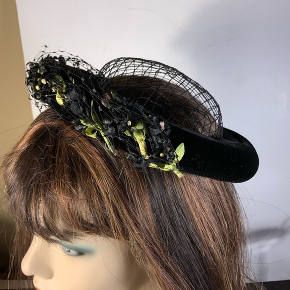 Accessories | Vintage Hat Netting Floral Velvet | Poshmark
